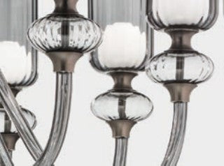 Sylcom Candel 2700/12-OS-GRY Grey Suspension in Brushed Gold Metal Fin ...