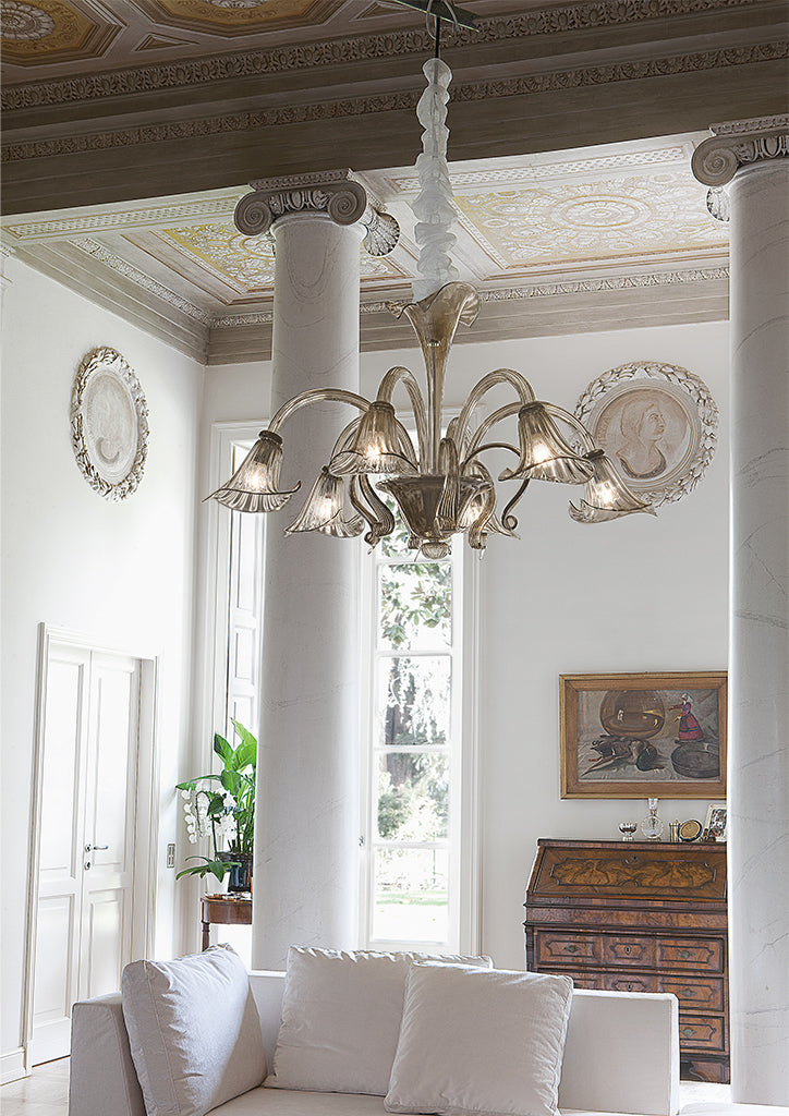 Sylcom Grimani 1480/8-D-D.A Amber Detailing Ceiling Lamp in Polished G – Lamps Depot