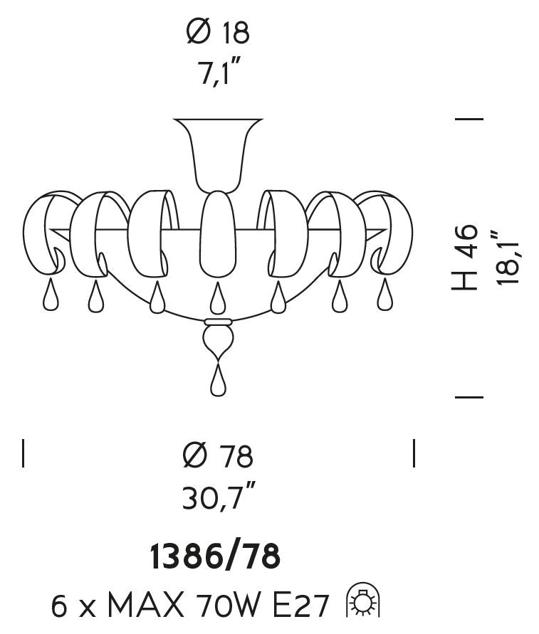 Sylcom Molin 1386/78-D-CR.A Crystal and amber drops Ceiling Lamp in Po – Lamps Depot