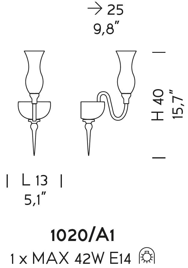 Sylcom Teodato 1020/A1-D-D.A Amber Detailing Wall Lamp in Polished Gol – Lamps Depot