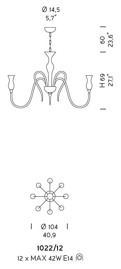 Sylcom Teodato 1022/12-D-D.A Amber Detailing Chandelier in Polished Go – Lamps Depot