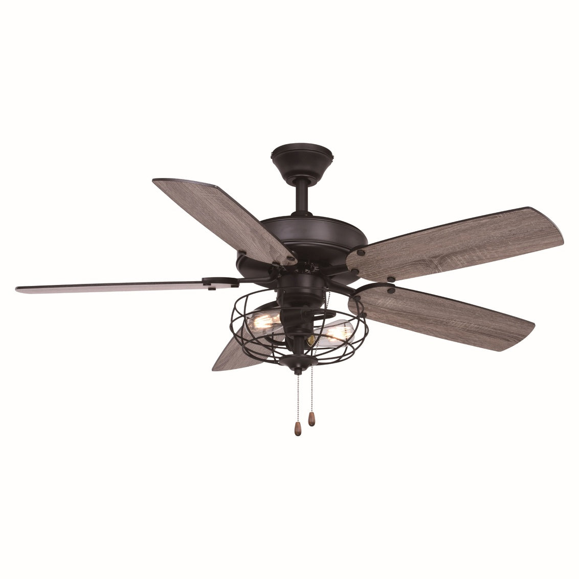 Vaxcel Reed 48" Matte Black Farmhouse Ceiling Fan with LED Cage Light ...