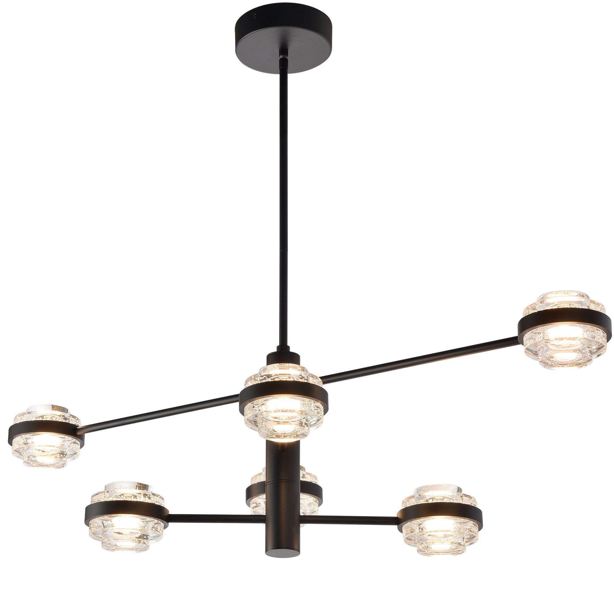 Vonn Lighting Milano 40" 6-Light Black Integrated LED Round Chandelier ...