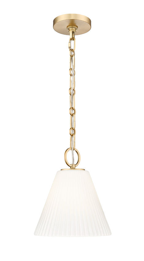 Z-Lite Alaric 10" 1-Light Modern Gold Pendant Light With White Glass S ...