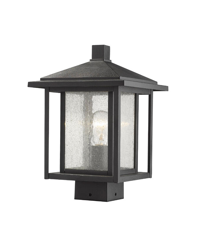 Z-Lite Aspen 9" W x 13" H 1-Light Black Outdoor Post Mount Fixture Wit ...