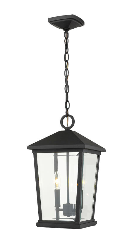Z-Lite Beacon 10" 2-Light Black Aluminum Outdoor Chain Mount Ceiling F ...