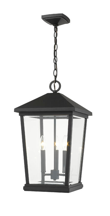 Z-Lite Beacon 12" 3-Light Black Aluminum Outdoor Chain Mount Ceiling F ...