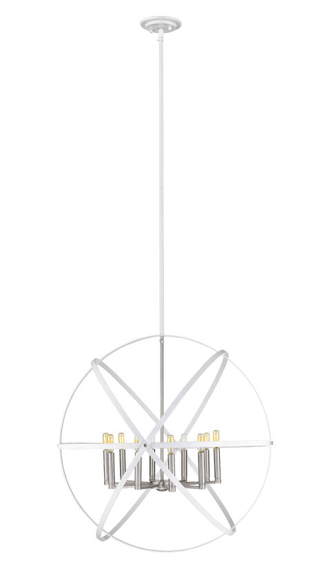 Z-Lite Cavallo 36" 10-Light Hammered White and Brushed Nickel Chandeli ...