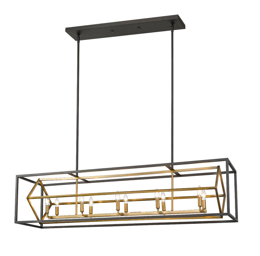 Z-Lite Euclid 13" 10-Light Olde Brass and Bronze Steel Island Light ...