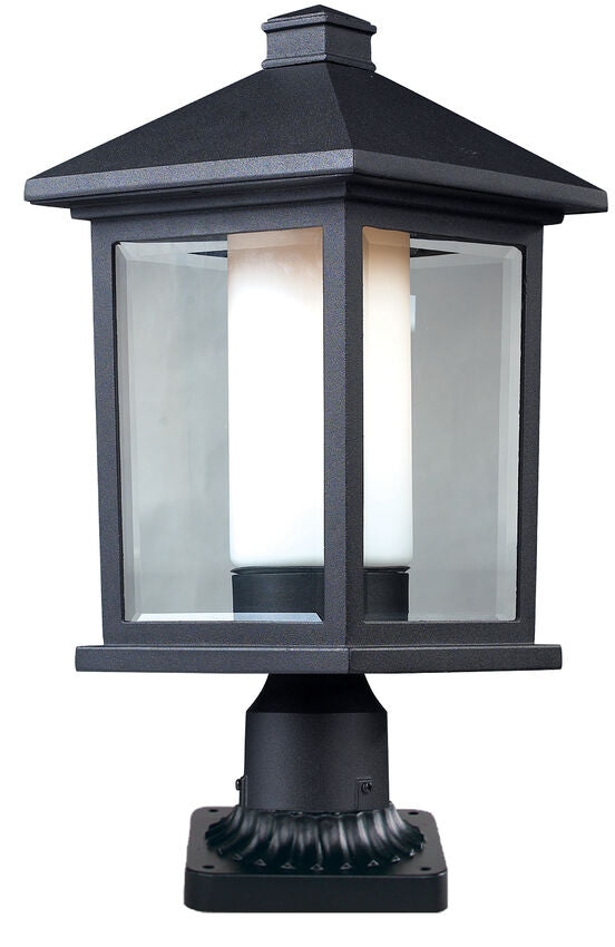 Z-Lite Mesa 10" W x 21" H 1-Light Black Outdoor Pier Mounted Fixture W ...