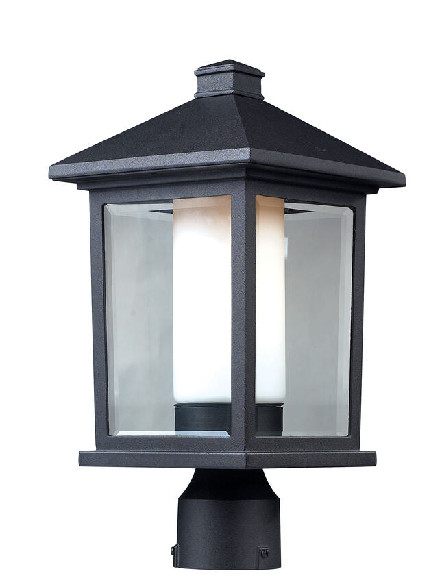 Z-Lite Mesa 8" 1-Light Black Outdoor Post Mount Fixture With Clear Bev ...