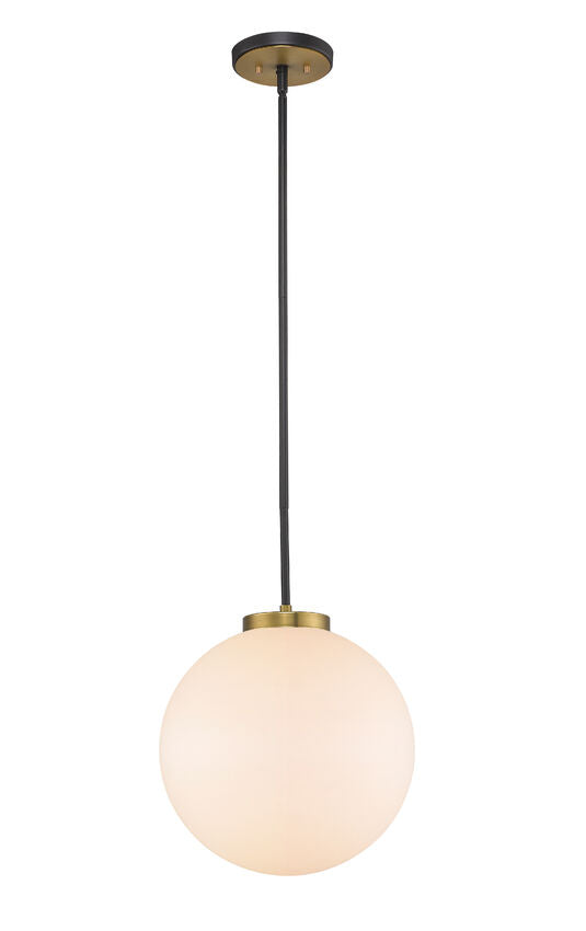 Z-Lite Parsons 14" 1-Light Matte Black and Olde Brass Pendant Light Wi ...
