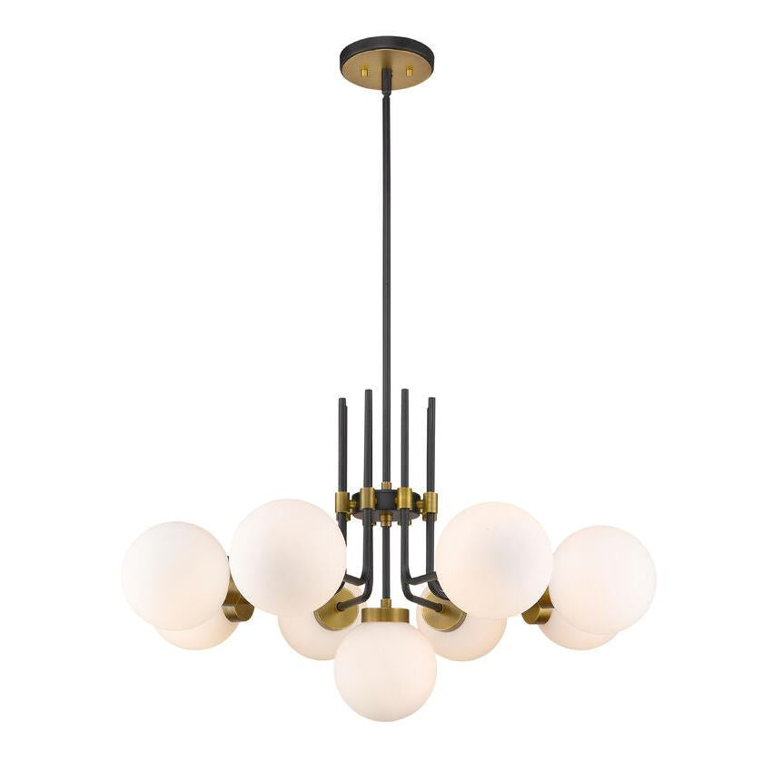 Z-Lite Parsons 32" 9-Light Matte Black and Olde Brass Chandelier With ...