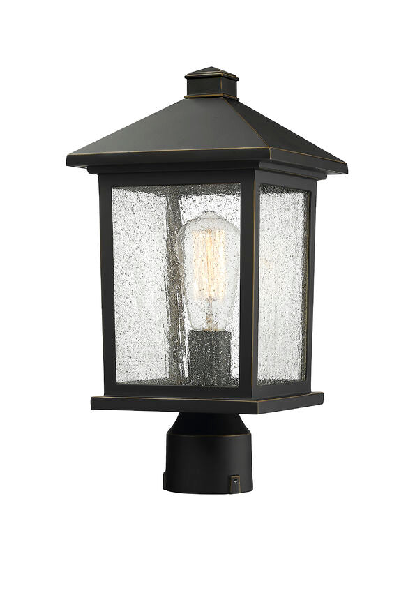 Z-Lite Portland 8" W x 16" H 1-Light Oil Rubbed Bronze Outdoor Post Mo ...