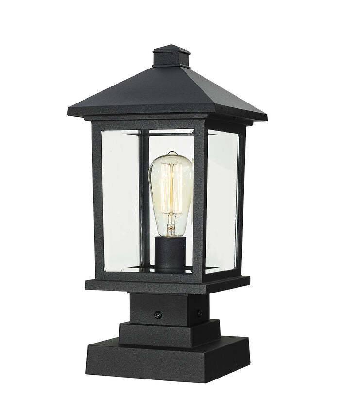 Z-Lite Portland 8" W x 17" H 1-Light Black Outdoor Pier Mounted Fixtur ...