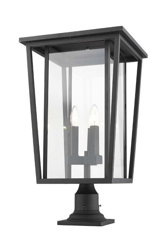 Z-Lite Seoul 14" W x 26" H 3-Light Black Outdoor Post Mount Fixture an ...
