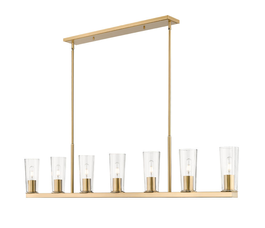 Z-Lite Titus 7-Light Modern Gold Steel Frame Clear Glass Shade Linear ...