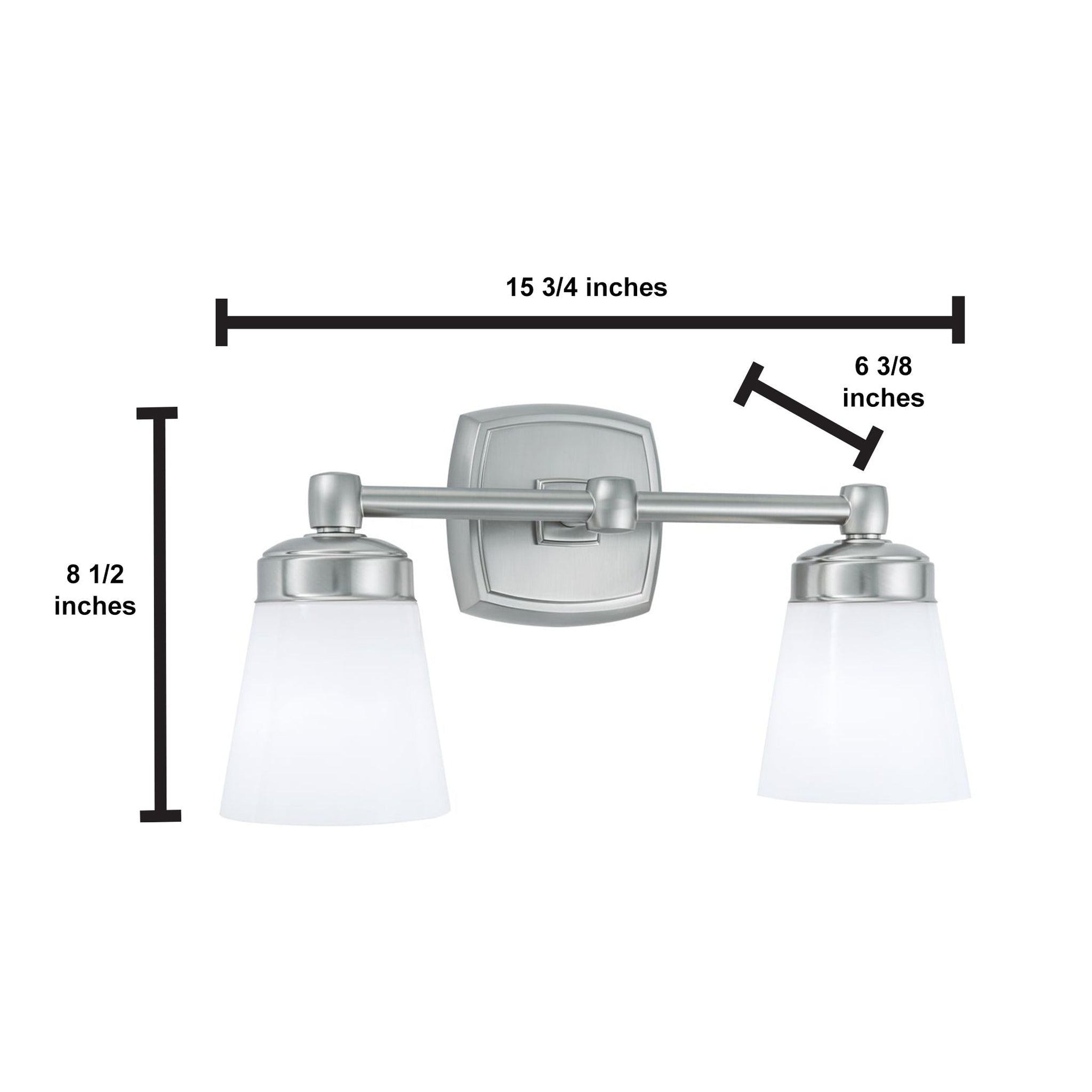 Norwell Lighting Soft Square 9" x 16" 2-Light Sconce Chrome Vanity Lig ...