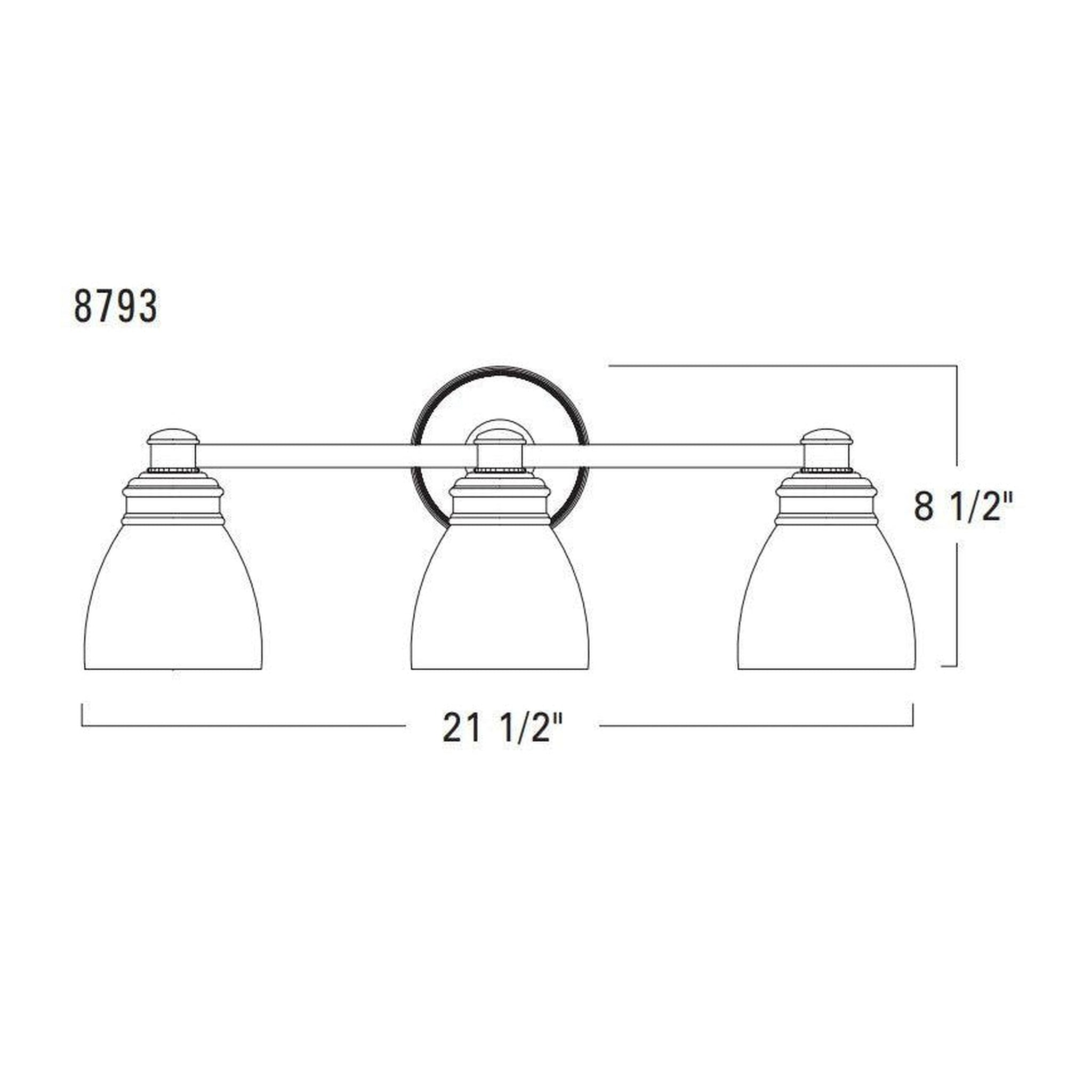 Norwell Lighting Spencer 9" x 5" 3-Light Sconce Chrome Vanity Light Wi ...